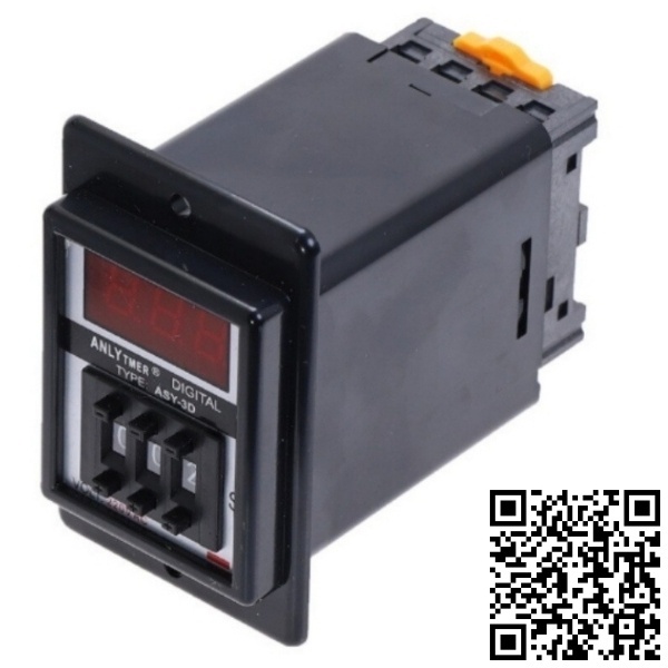Timer điện tử ASY-3D rơ le thời gian có tai 8 chân tròn hiển thị số ...