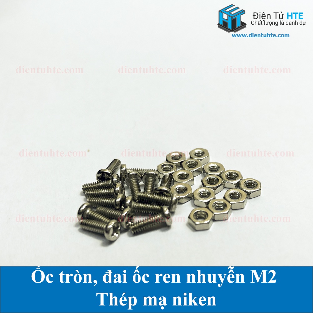 Ốc tròn (Bulon) + Tán (Đai ốc) ren nhuyễn M2 PM thép mạ niken | Shopee ...