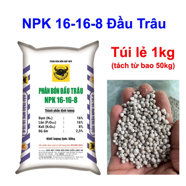 1kg Phân bón NPK 16-16-8 Đầu Trâu / Việt Nhật / Hà Lan (Hạt màu xám, xám hồng, ba màu) | Shopee ...