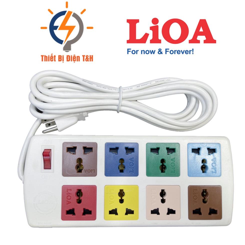 Ổ cắm điện đa năng LIOA, 2200W, 8 ổ cắm, 1 công tắc, dây dài 3M, 5M, 8D32WN - 8D52WN - Thiết Bị ...