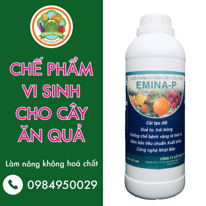 Chế phẩm sinh học cao cấp cho cây ăn quả Emina P, chai 1l. Đặc trị bệnh vàng lá, thối rễ ...