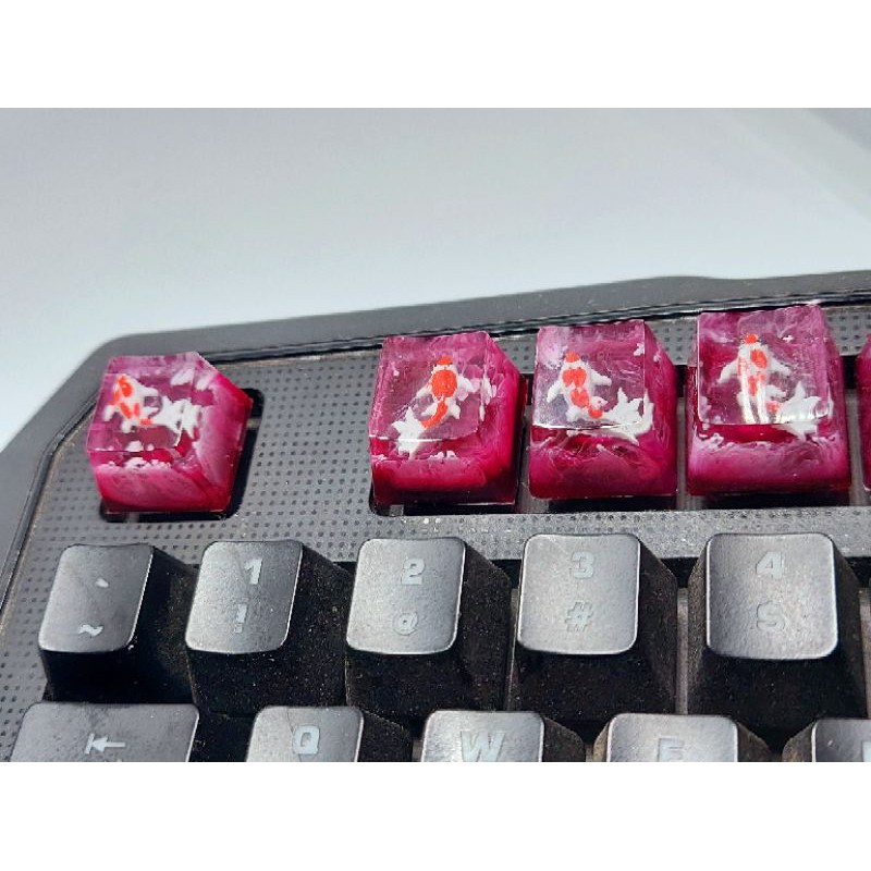Keycap cá koi tone đỏ đô trang trí bàn phím cơ gaming | Shopee Việt Nam