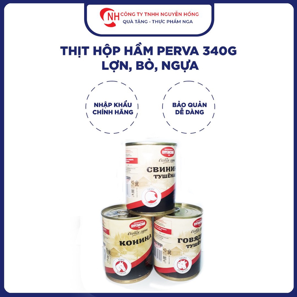 Thịt lợn, bò, ngựa hầm đóng hộp Perva chính hãng 338g - Nguyễn Hồng ...