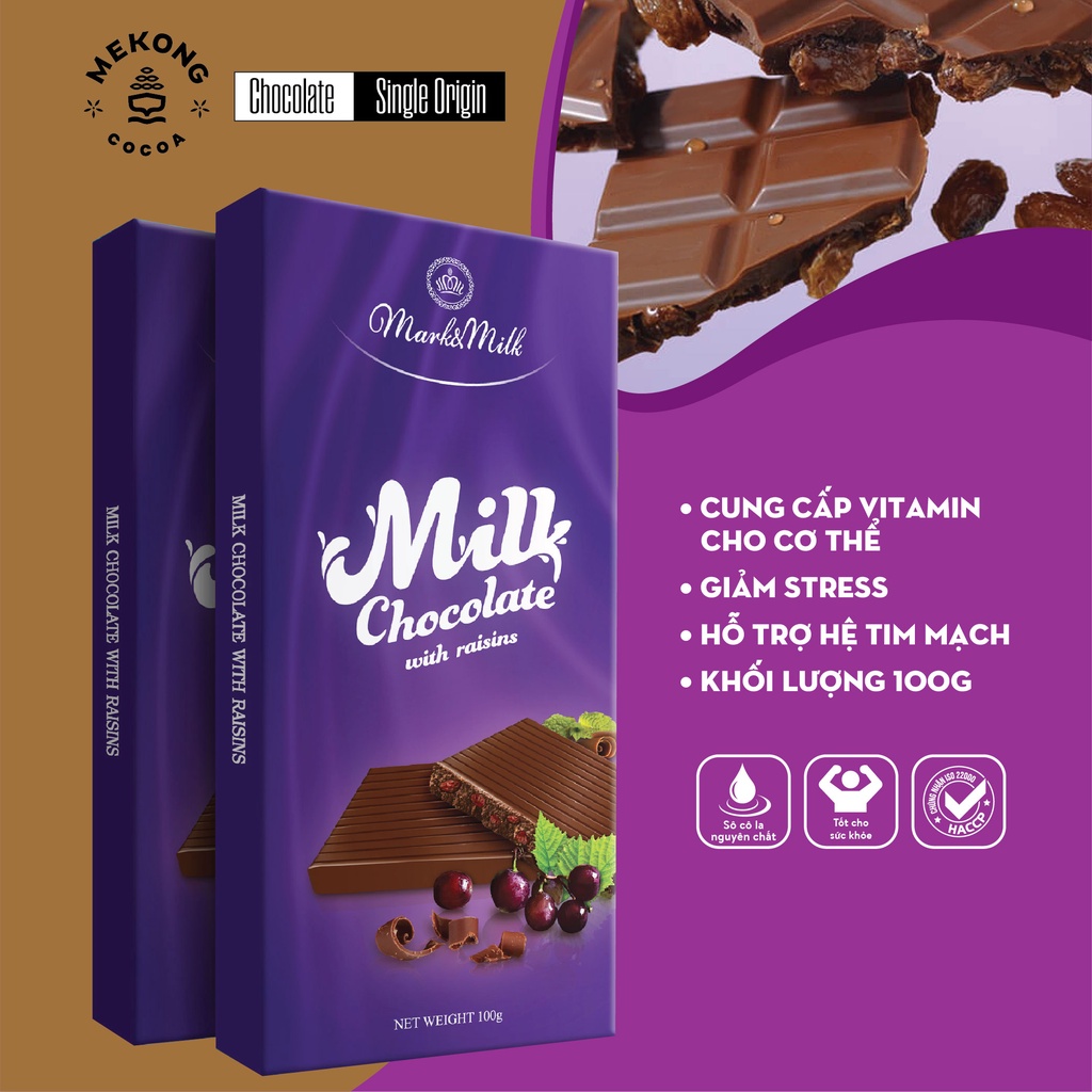 Socola Sữa Nho Mark&Milk Thơm Ngon Vị Ngọt Nhẹ Với Nho Khô Thanh 100G ...