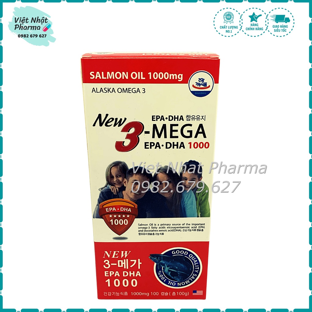 Dầu Cá ALASKA OMEGA 3 NEW 3-MEGA EPA DHA 1000 tăng cường thị lực, giảm nguy cơ về tim mạch ...