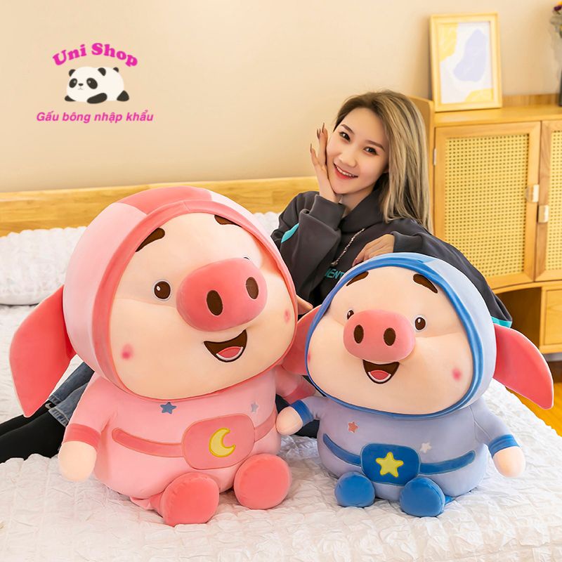 Gấu bông lợn, gấu bông heo tiktok cosplay 2 màu hồng xanh | Shopee Việt Nam