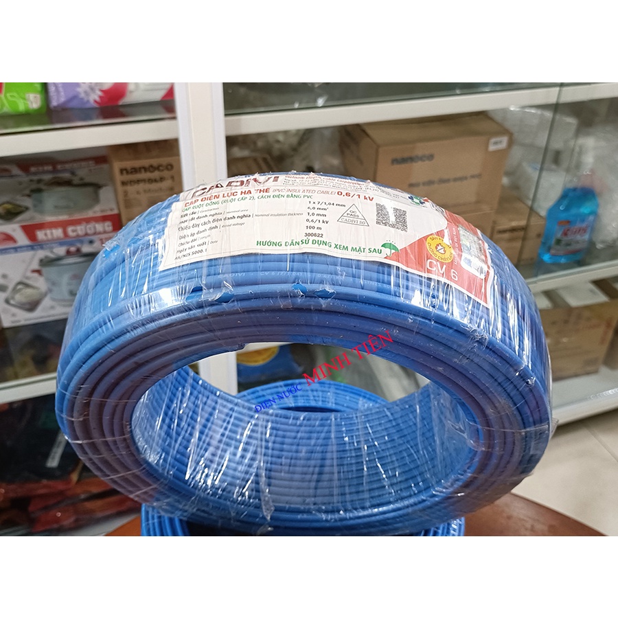 100 mét Dây cáp điện Cadivi CV 6.0 thiết diện 6 mm2 lõi với 7 sợi đồng | Shopee Việt Nam