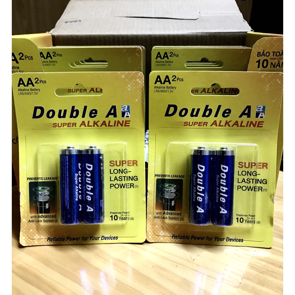 Cặp 2 vỉ 4 viên Pin tiểu Double A Super ALKALINE (Pin AA) | Shopee Việt Nam