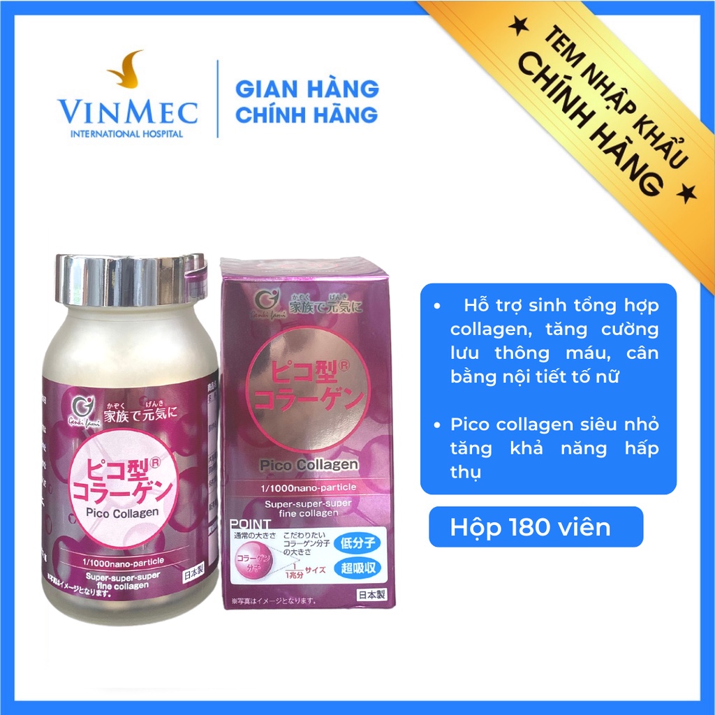 Viên uống Pico Collagen đẹp da móng tóc ngăn ngừa lão hóa Hộp 180 viên ...