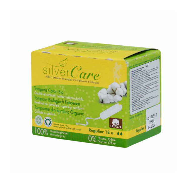 TAMPON HỮU CƠ 2 GIỌT REGULAR HIỆU SILVERCARE 18 MIẾNG | Shopee Việt Nam