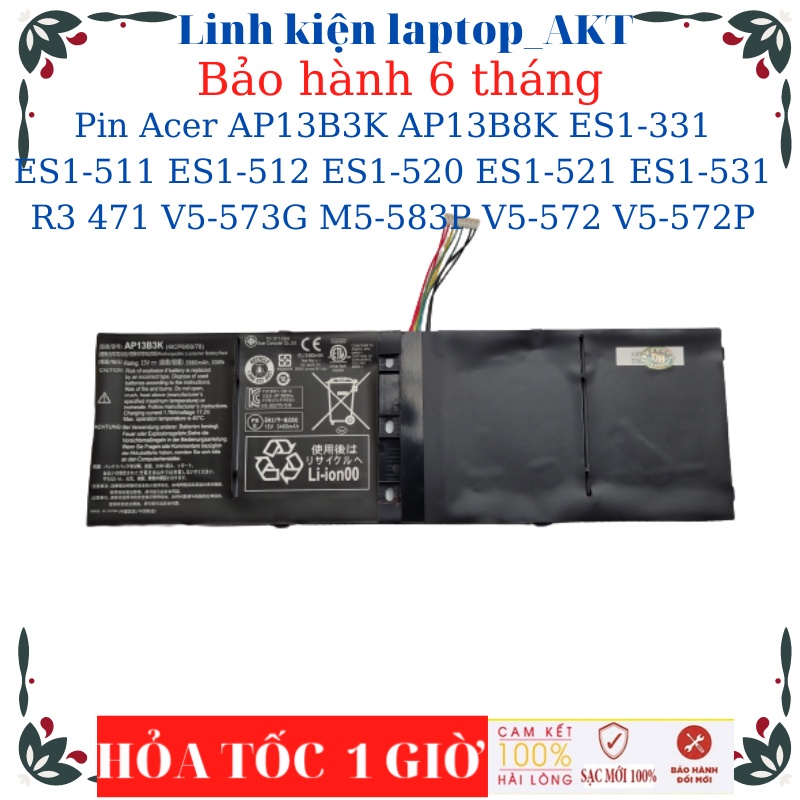 Pin Acer AP13B3K AP13B8K ES1-331 ES1-511 ES1-512 ES1-520 ES1-521 ES1-531 R3-471 R7-571 V5-573G ...