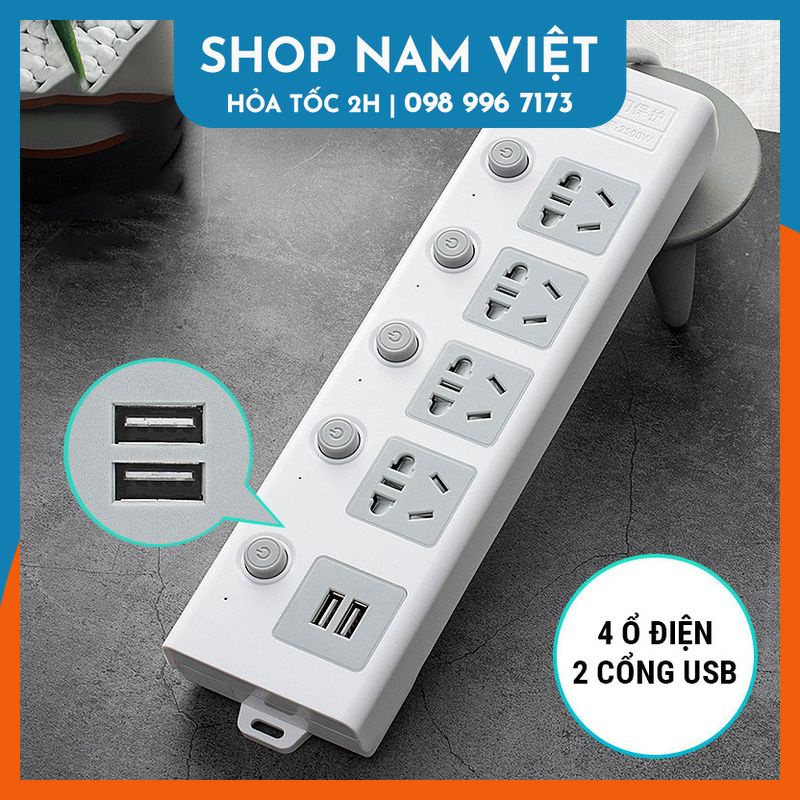 Ổ Cắm Điện D123 Kèm Cổng USB Công Tắc Riêng Chịu Tải 2500W, Chống Giật, Chống Cháy 750 độ ...