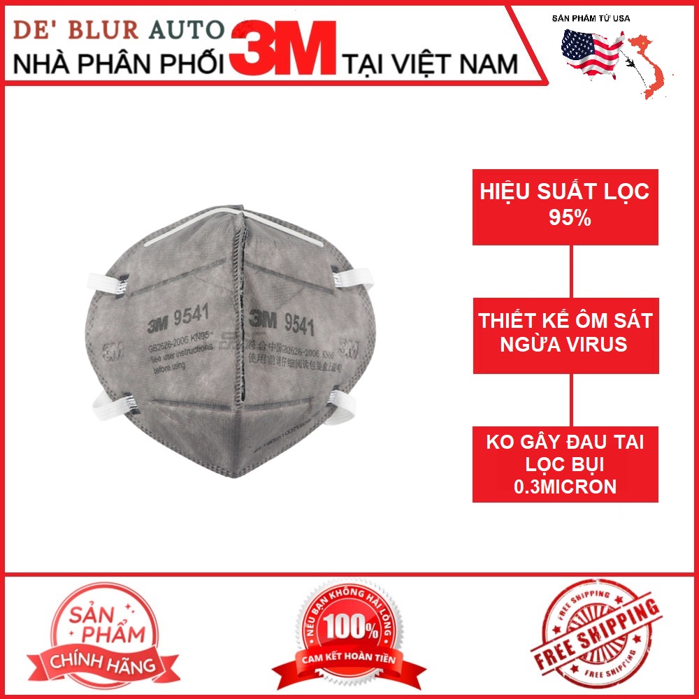 [CHÍNH HÃNG 3M] Khẩu trang than hoạt tính 3M 9541 KN95 AS/ANZS P2 5.0 lọc bụi mịn tiêu chuẩn N95 ...