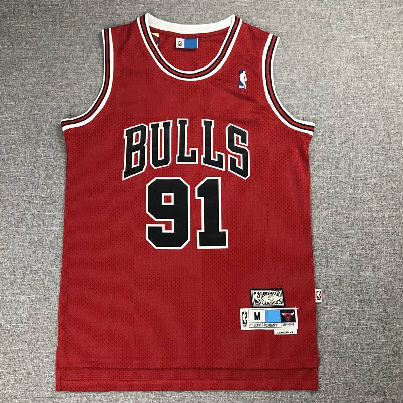 Áo đấu bóng rổ không tay NBA Chicago Bulls số 91 Rodman cổ điển bằng ...