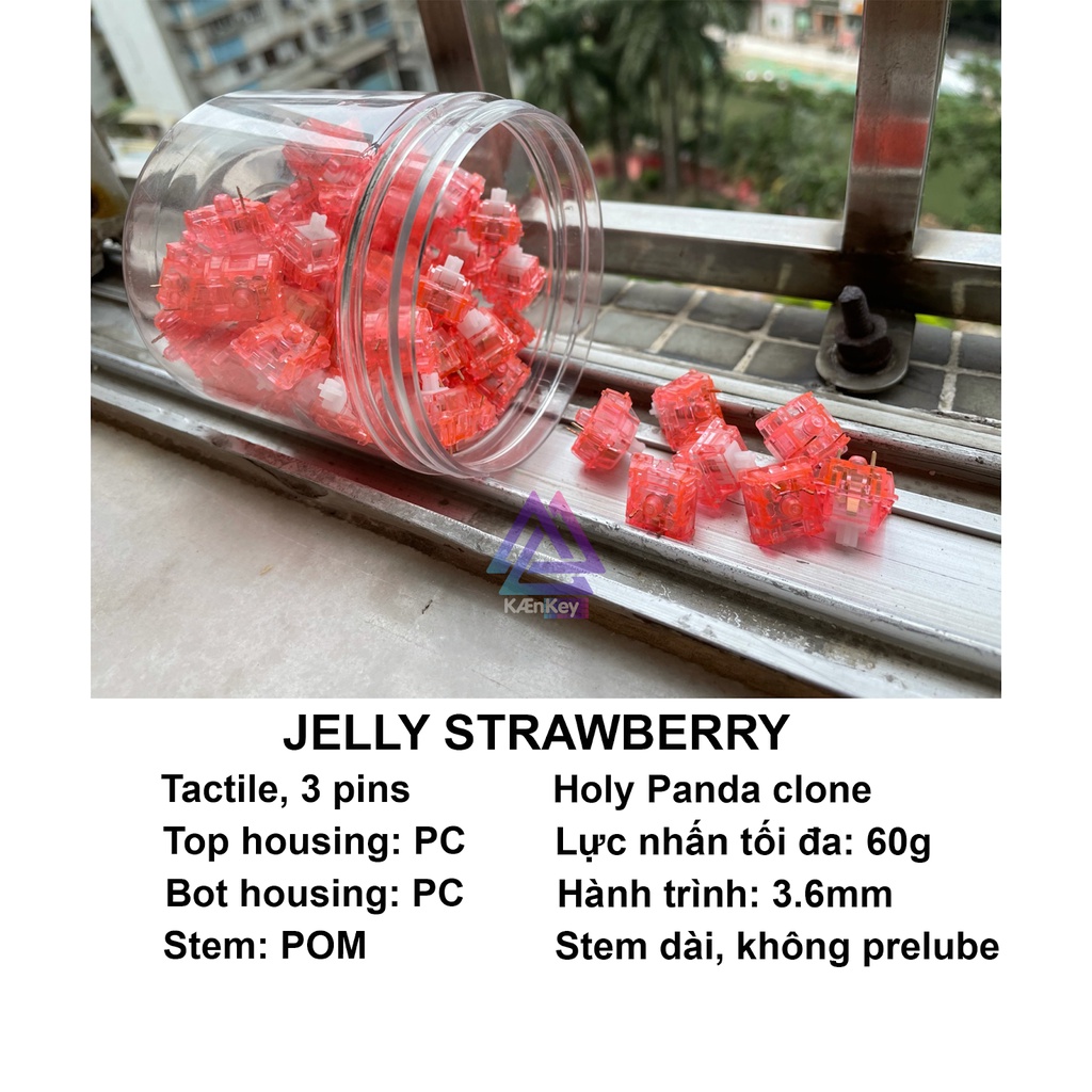 5 công tắc Jelly Strawberry v1 Tactile | Tiếng trầm, khấc rõ vừa phải ...