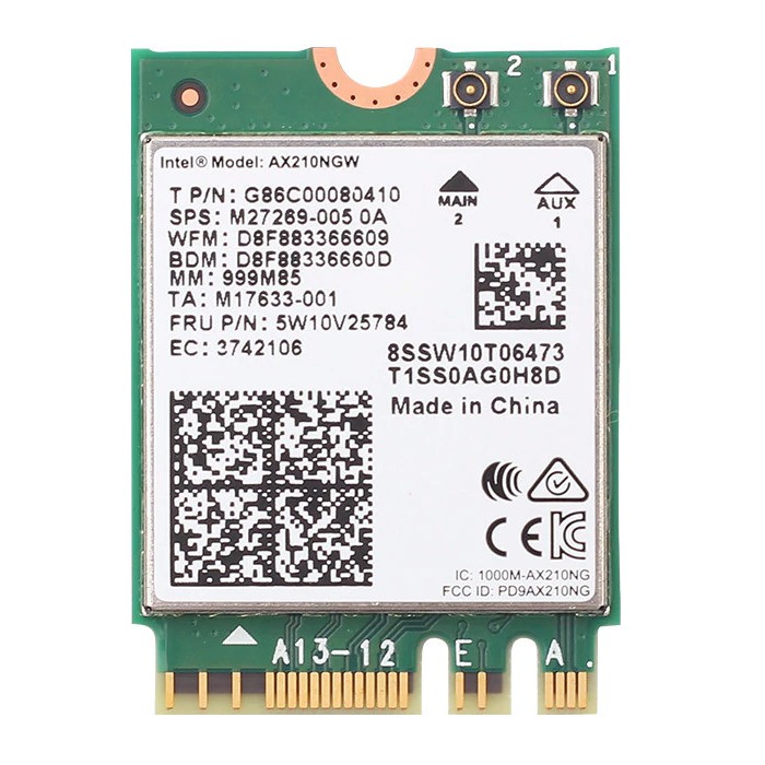 Intel AX210, M.2 wifi card, Wi-Fi 6E, 5374M, có bluetooth 5.3, ba băng tần 2.4G, 5.8G và 6G. Bộ ...