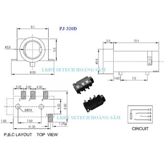 Cổng Jack Audio Stereo PJ-320A PJ-320D 3.5 mm hàn PCB connector PJ320 ...
