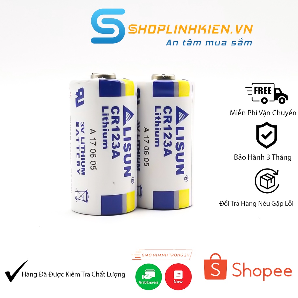 Cặp Pin CR123A 3V 1500mA Lithium, Pin 3V Cho Máy Ảnh Đèn Pin Mạch PLC ...