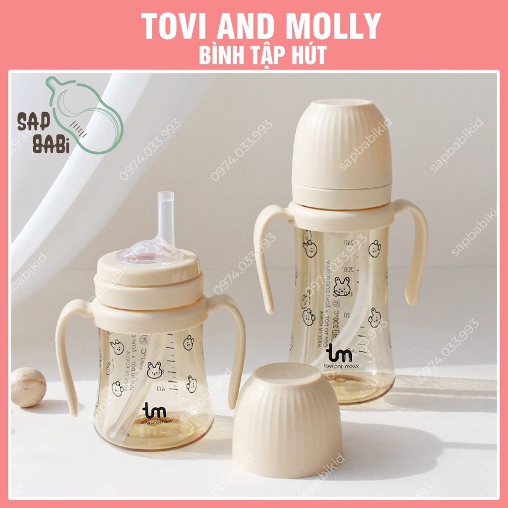 (Mới/Sẵn) Bình sữa ống hút Tovi and Molly, Bình Thỏ ống hút 180ml/280ml Hàn Quốc - Chính hãng ...