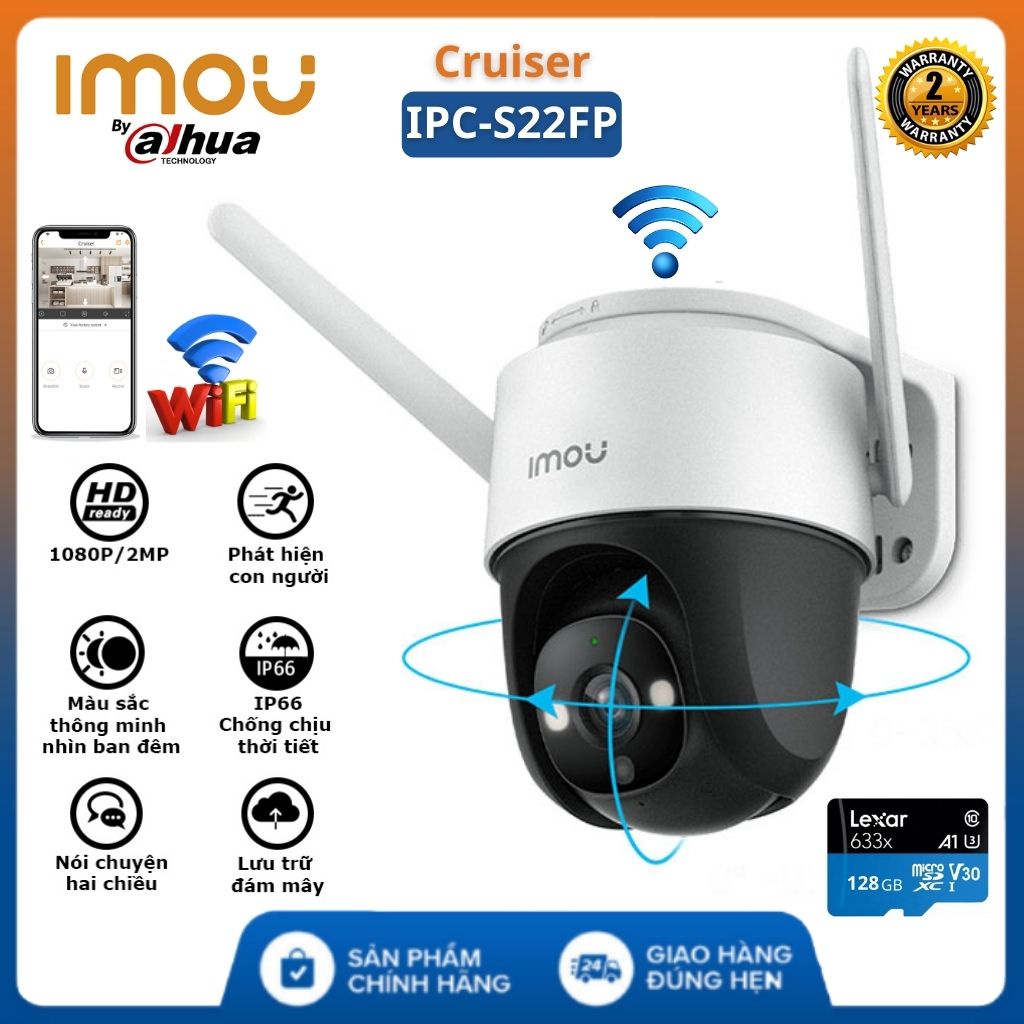 Camera wifi ip ngoài trời IMOU IPC-S22FP Cruiser xoay 360 độ , xem đêm ...
