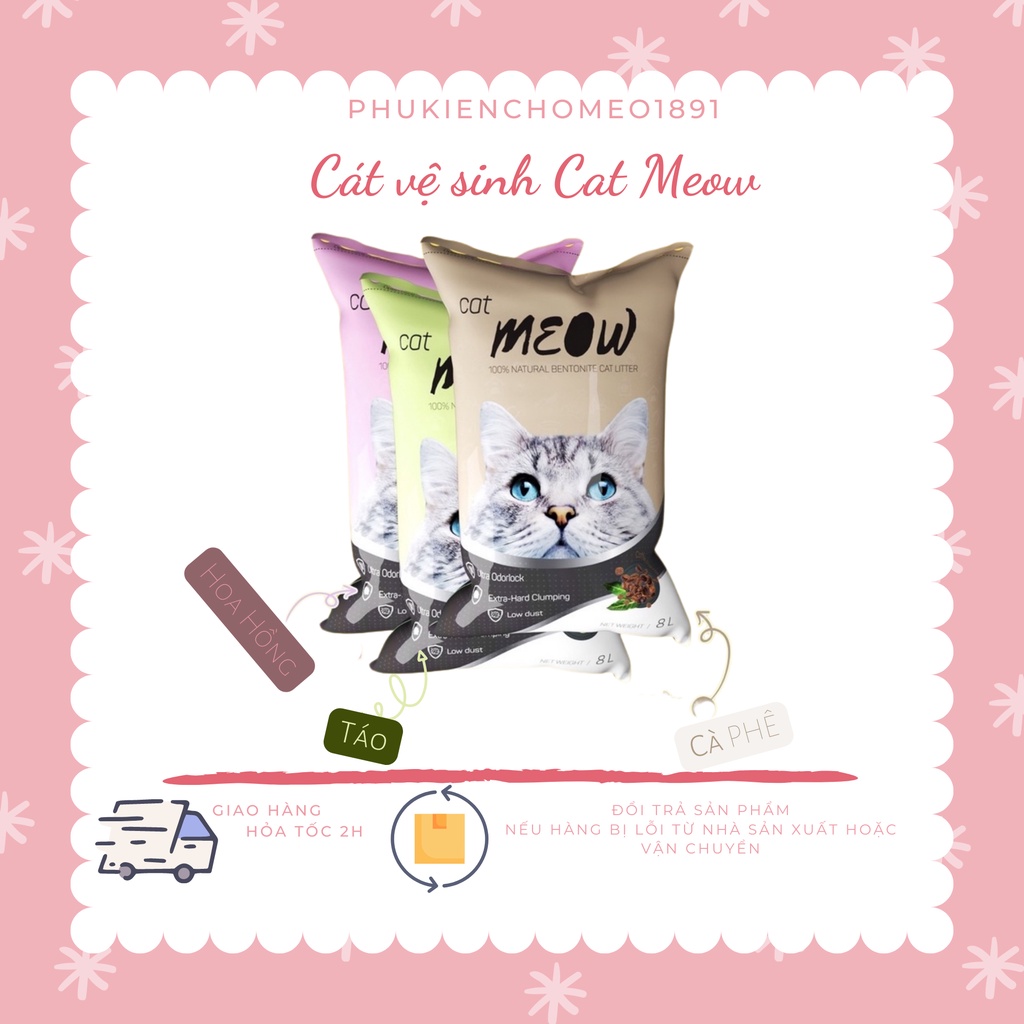 Cát vệ sinh cho mèo Meow Cat 8L hương cà phê, Cát vệ sinh cho mèo khử mùi, vón cục | Shopee Việt Nam