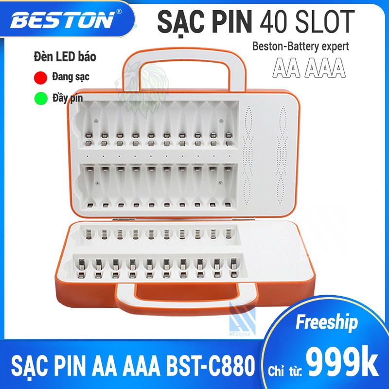 Bộ sạc pin 40 khe BST-C880 có đèn báo sạc, sạc nhanh và tự ngắt khi đầy ...