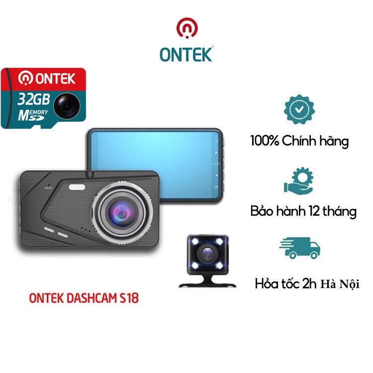 Camera hành trình ô tô chính hãng ONTEK Việt Nam model S18 màn hình 4 inh, chuẩn Full HD, Màn ...