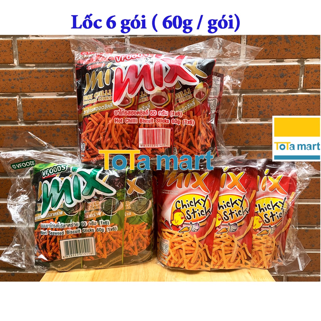 (hsd 05->10/2024) (Lốc 6 gói) Bánh que MIX đủ 5 vị gói 60g - VFOODS Thái Lan. | Shopee Việt Nam