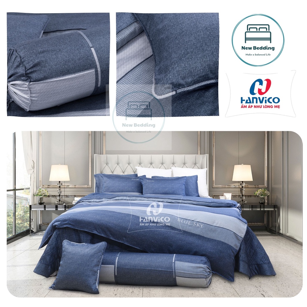 Bộ Chăn Ga Gối Hanvico Blue Sky DLP 190, ga trải giường vải cotton T cao cấp | Shopee Việt Nam