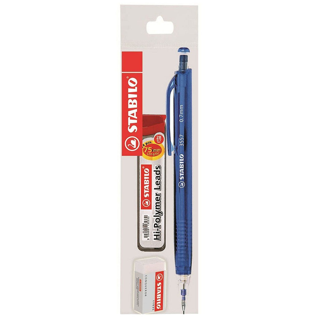 Combo Bộ bút chì bấm STABILO 355 + ruột PC3208R24-2B + gôm ER193 ...