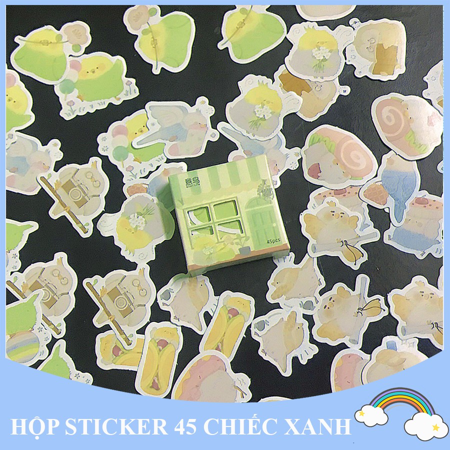 Hộp nhiều miếng dán sticker màu xanh lá cây pastel | Shopee Việt Nam