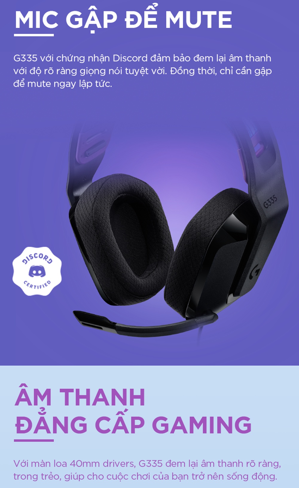 Tai nghe gaming có dây Logitech G335 - Jack 3.5mm Nhẹ 240g Tương thích ...