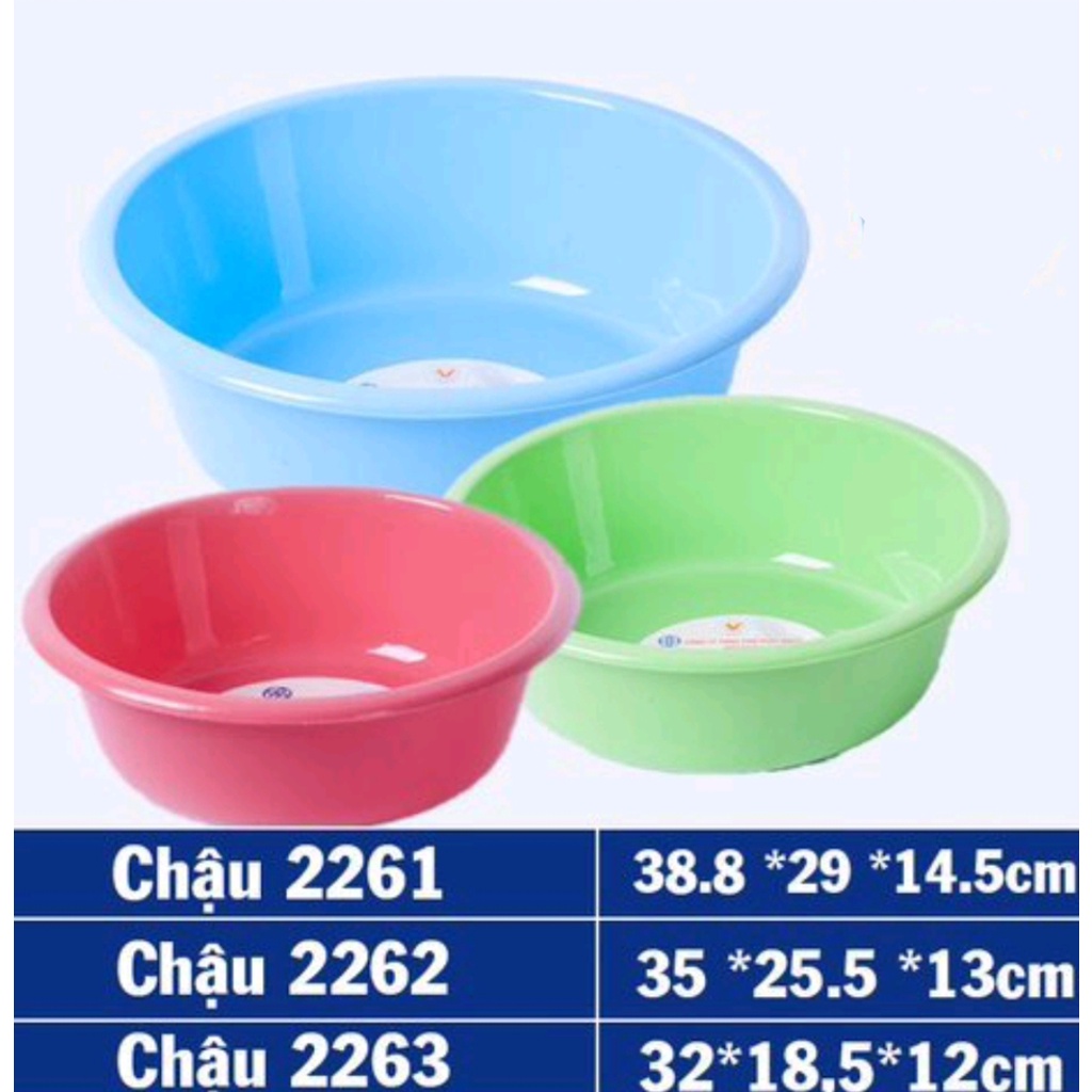 Chậu nhựa, thau nhựa tròn đa năng Việt Nhật. Nhỏ 32 x 18.5 x 12cm ...