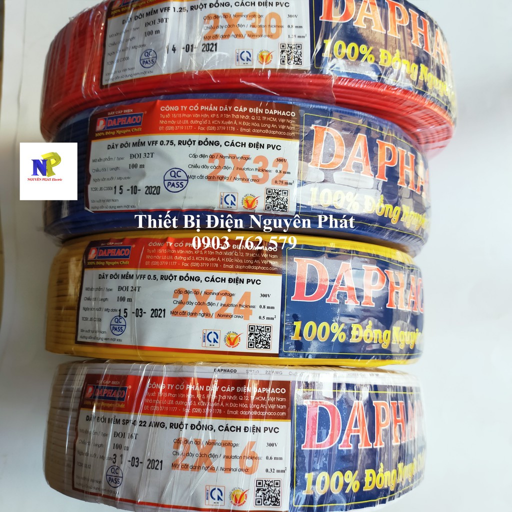 Dây Điện Đôi Mềm DAPHACO 2x0.5mm ,2x0.75mm, 2x1mm, 2X1.5mm- Bán Lẻ Theo ...
