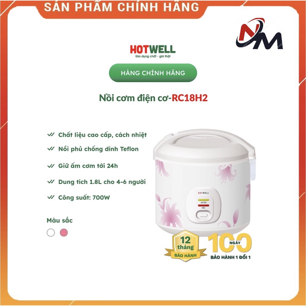 Nồi cơm điện Hotwell 1.8L RC18H2 - Hàng Chính Hãng , Full hộp , nguyên ...