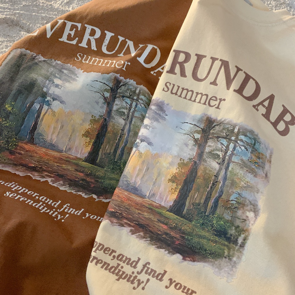 Áo thun PEWARN cổ tròn tay ngắn dáng rộng in chữ phong cách Hàn Quốc ...