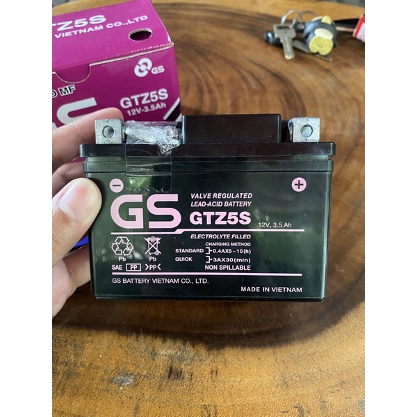 Bình Ắc Quy Khô GS GTZ5S ( 12V-3.5Ah ) cho xe Honda, Yamaha, Suzuki ...