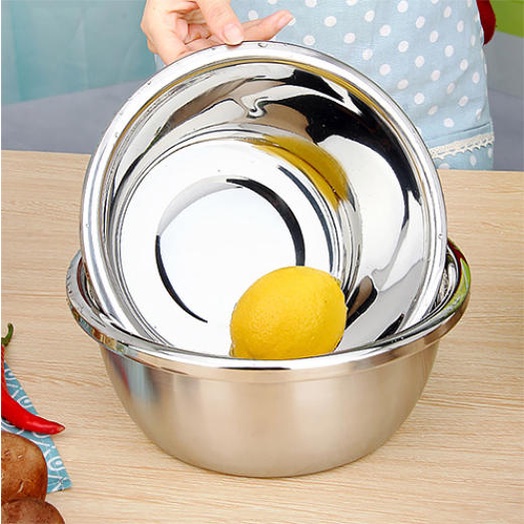 Thau chậu inox 304 sâu lòng cỡ lớn 40cm, Âu inox trộn bột làm bánh rửa ...