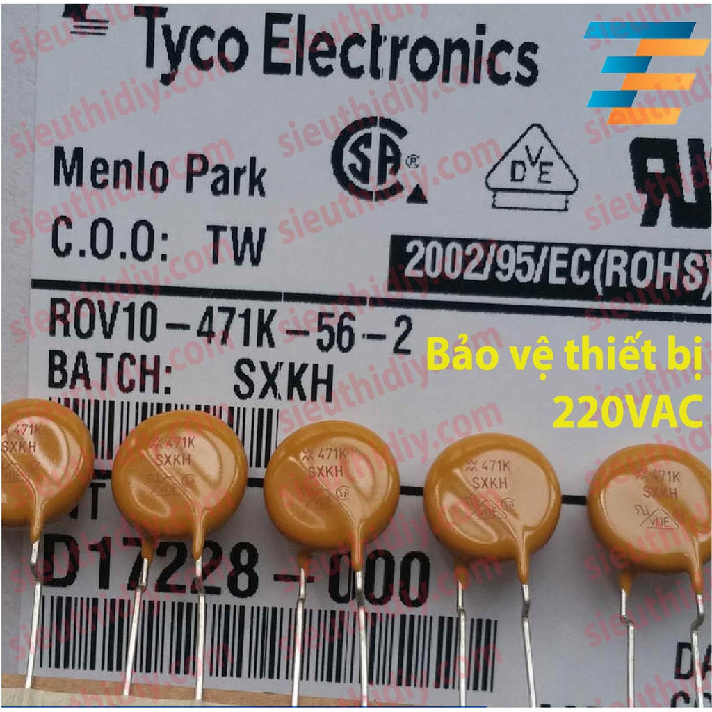 Tụ chống sét Varistor (MOV) bảo vệ quá áp thiết bị điện, điện tử ...