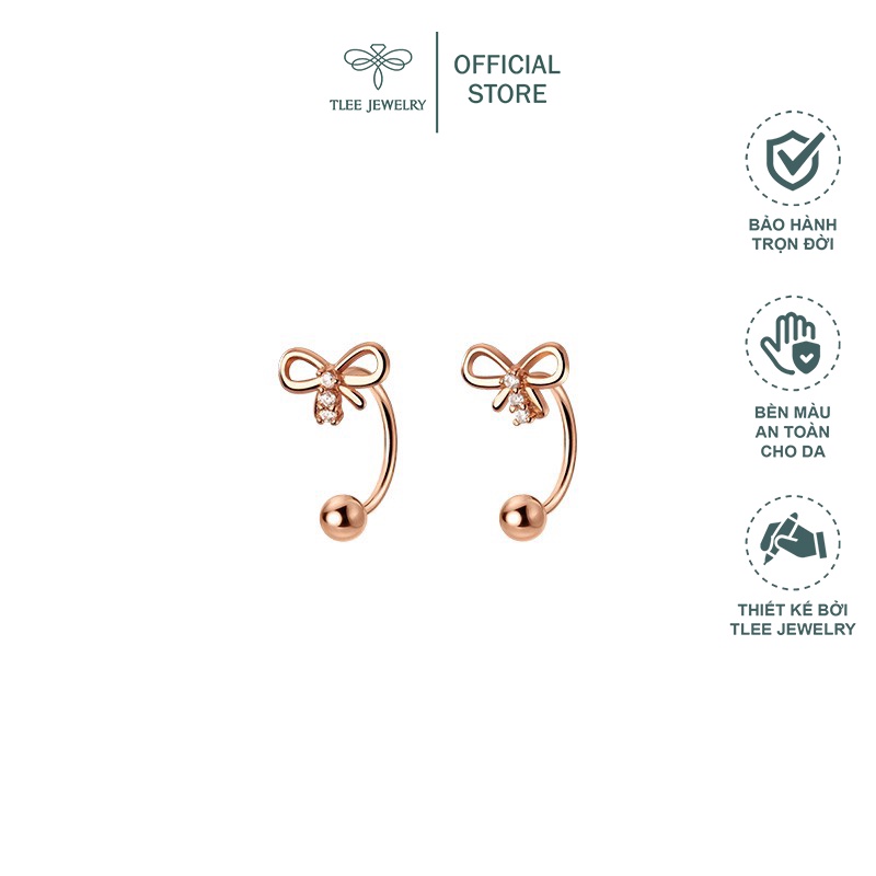 Khuyên tai bạc nữ TLEE nơ dáng cong chốt vặn nữ tính TLEE JEWELRY B0103 ...