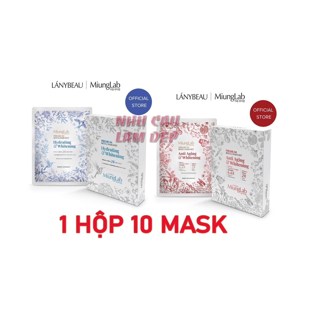 (New) Hộp 10 miếng Mặt nạ cấp ẩm và dưỡng trắng da LÁNYBEAU MiungLab ...