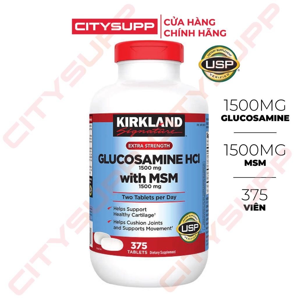 Viên Uống Kirkland Signature Glucosamine và MSM (375 viên) Hỗ Trợ Sương ...