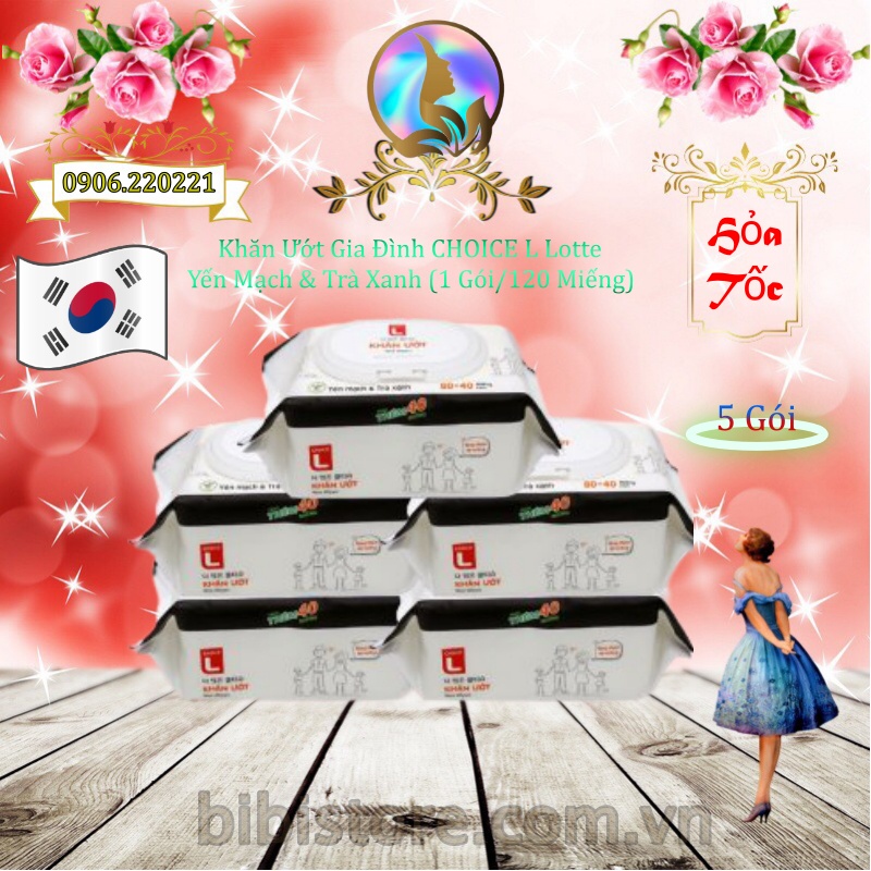 [Combo 5 Gói] Khăn Ướt LOTTE CHOICE L Gói 120 Miếng (BIBISTORE ...