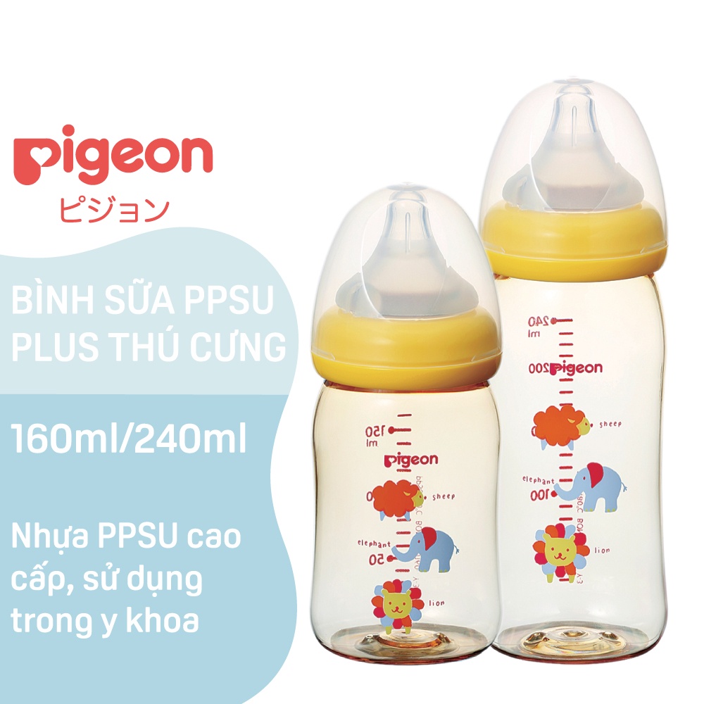 Bình Sữa PPSU Plus Hình Thú Pigeon 160ml/240ml | Shopee Việt Nam