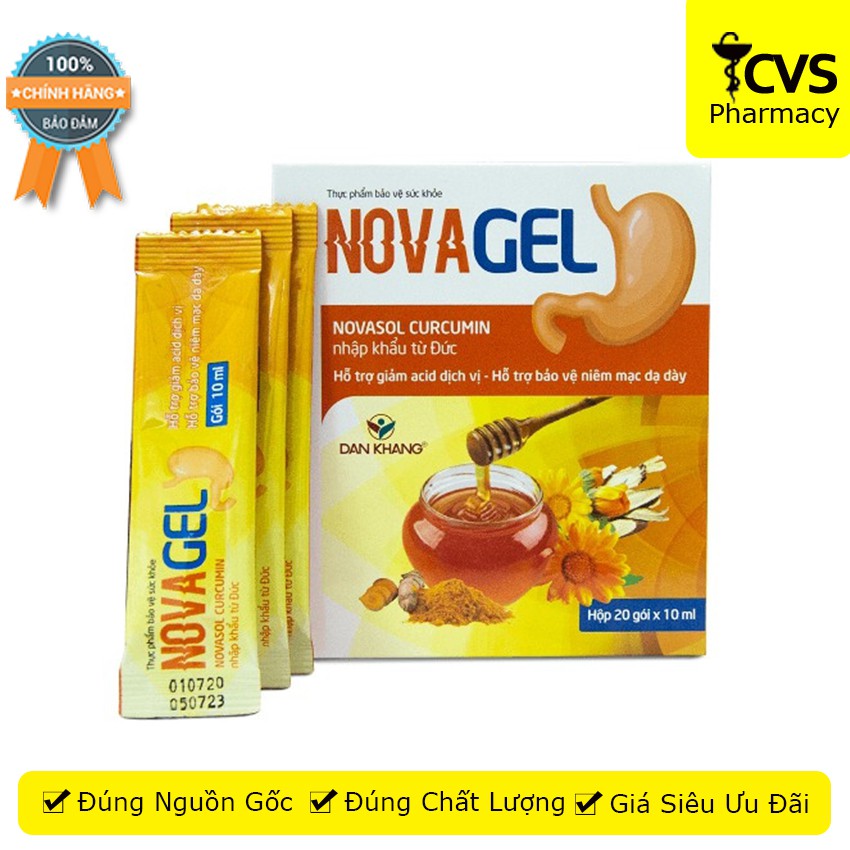Novagel / Nova gel cvspharmacy Hộp 20 gói, Hỗ trợ giảm đau dạ dày, bảo ...