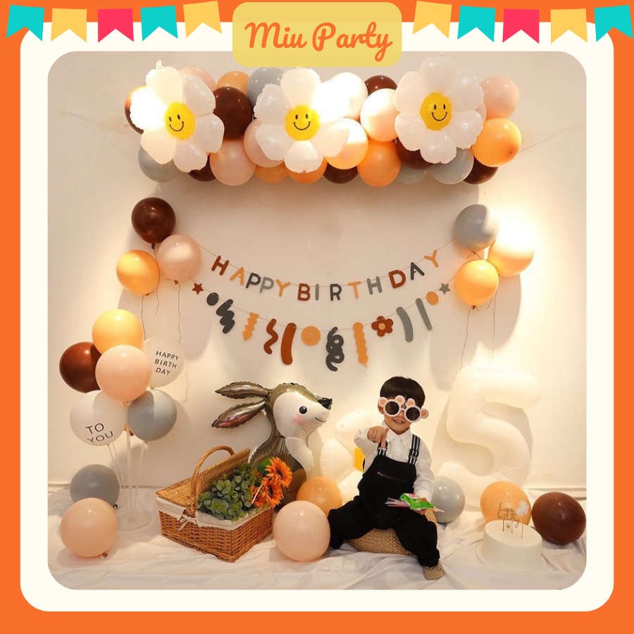 Set bong bóng trang trí sinh nhật bóng Thỏ xám phong cách Hàn Quốc xinh ...