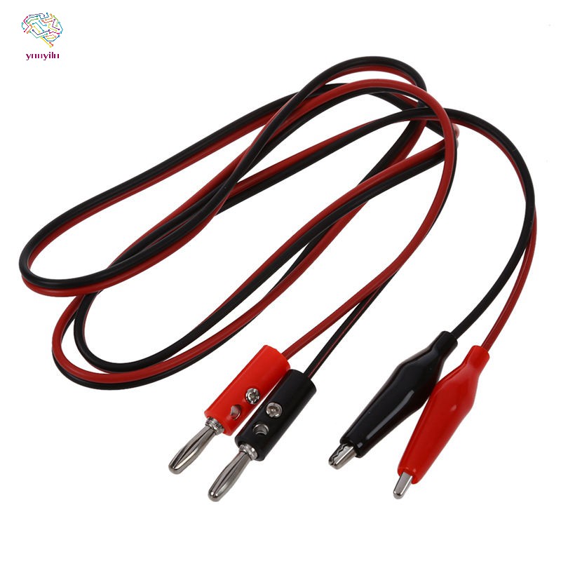 2 Pcs Red Black Banana Plugs to Alligator Clips Probe Test Cable 1M ...