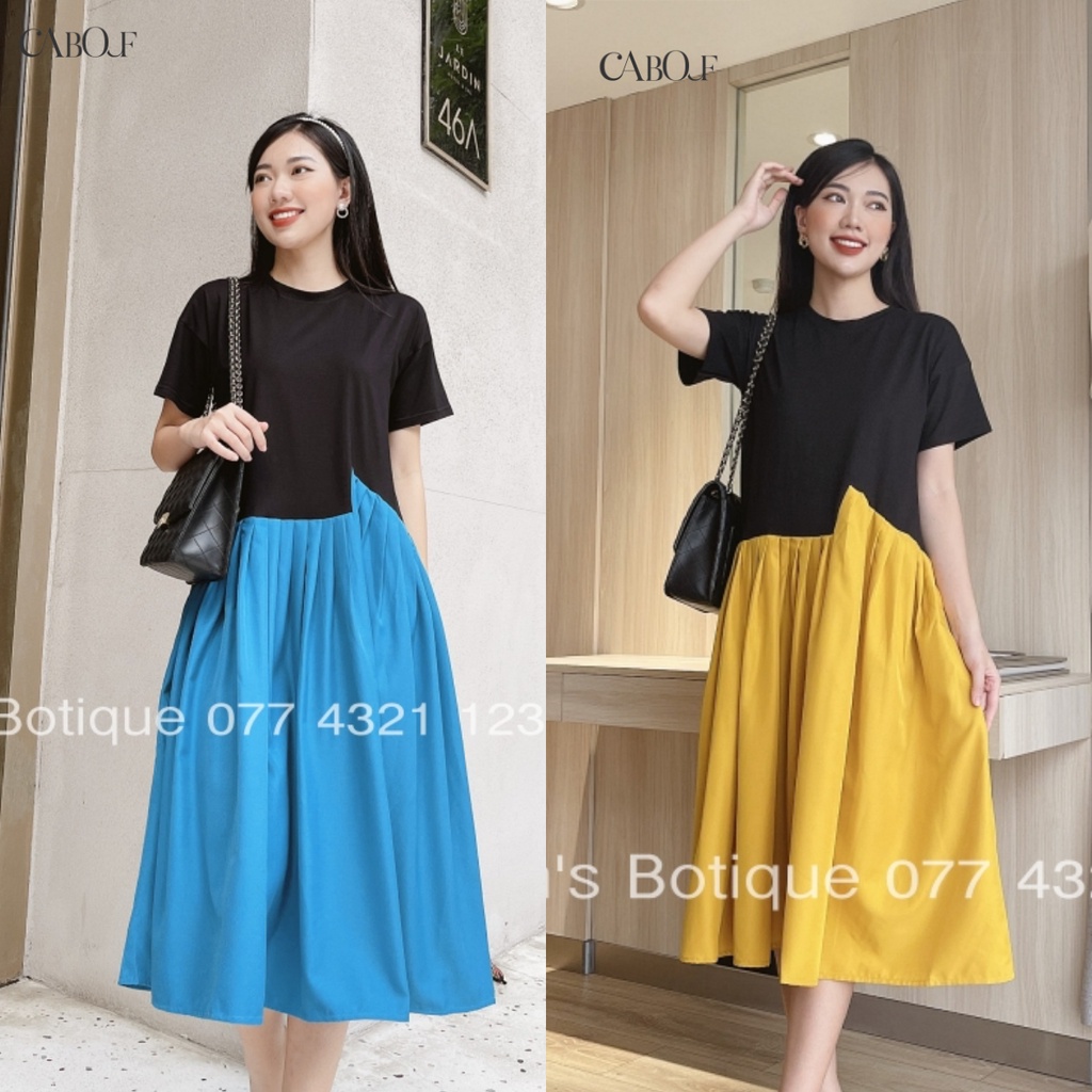Đầm Thun Suông Cabouf Váy Suông Dáng Dài Phối Chéo Ly Xanh Vàng Freesize Thoải Mái D10 | Shopee ...