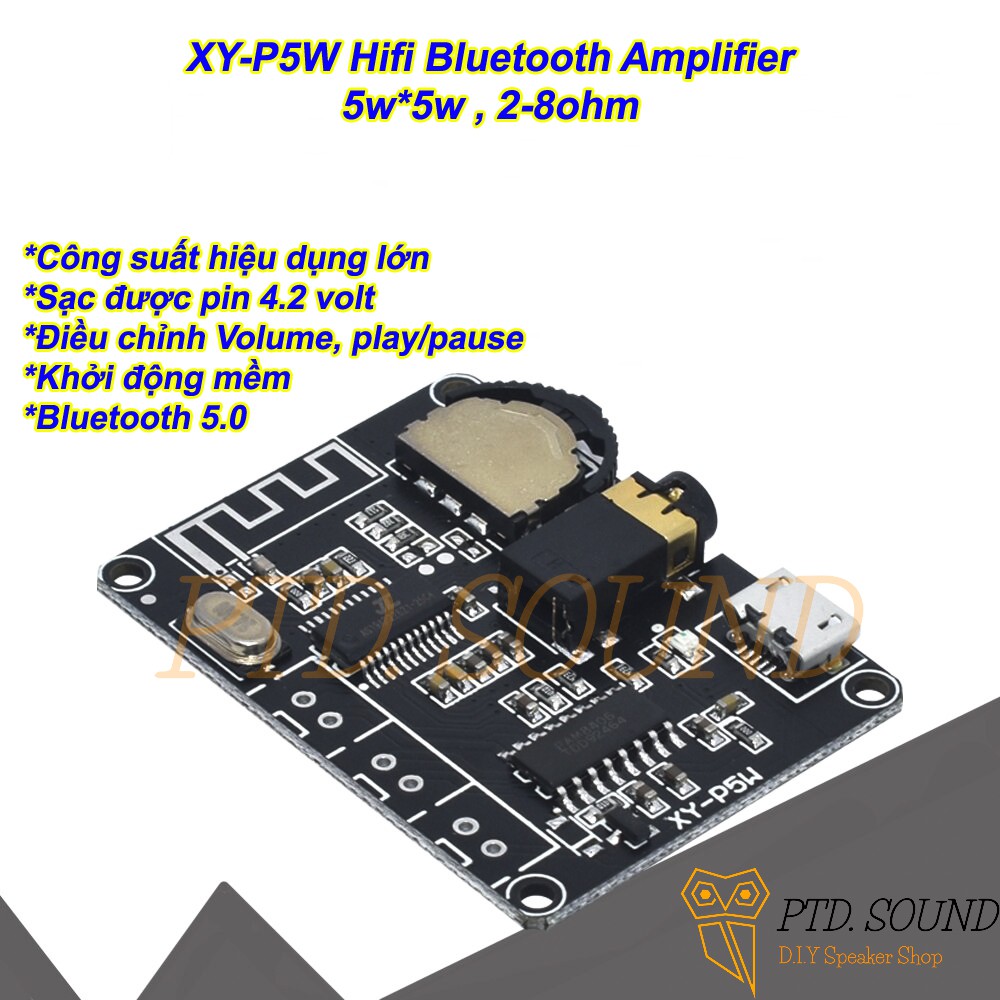 XY-P5W Mạch khuếch đại âm thanh Pam8406 5w*2 Bluetooth 5.0. Diy loa di ...