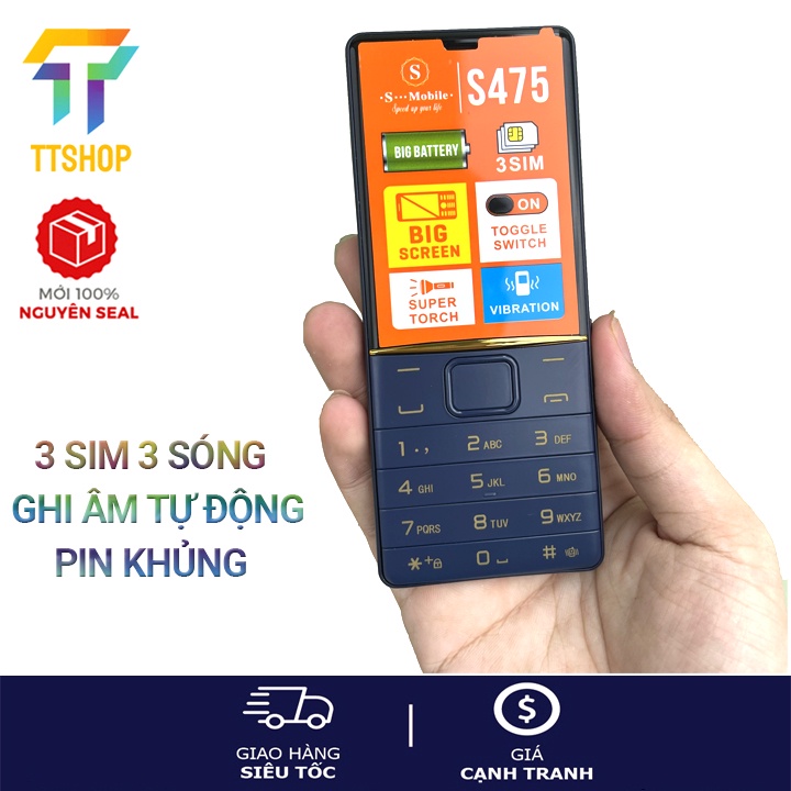 Điện thoại SMobile S475 3 sim 3 sóng , loa to,màn hình lớn - Mới,nguyên ...
